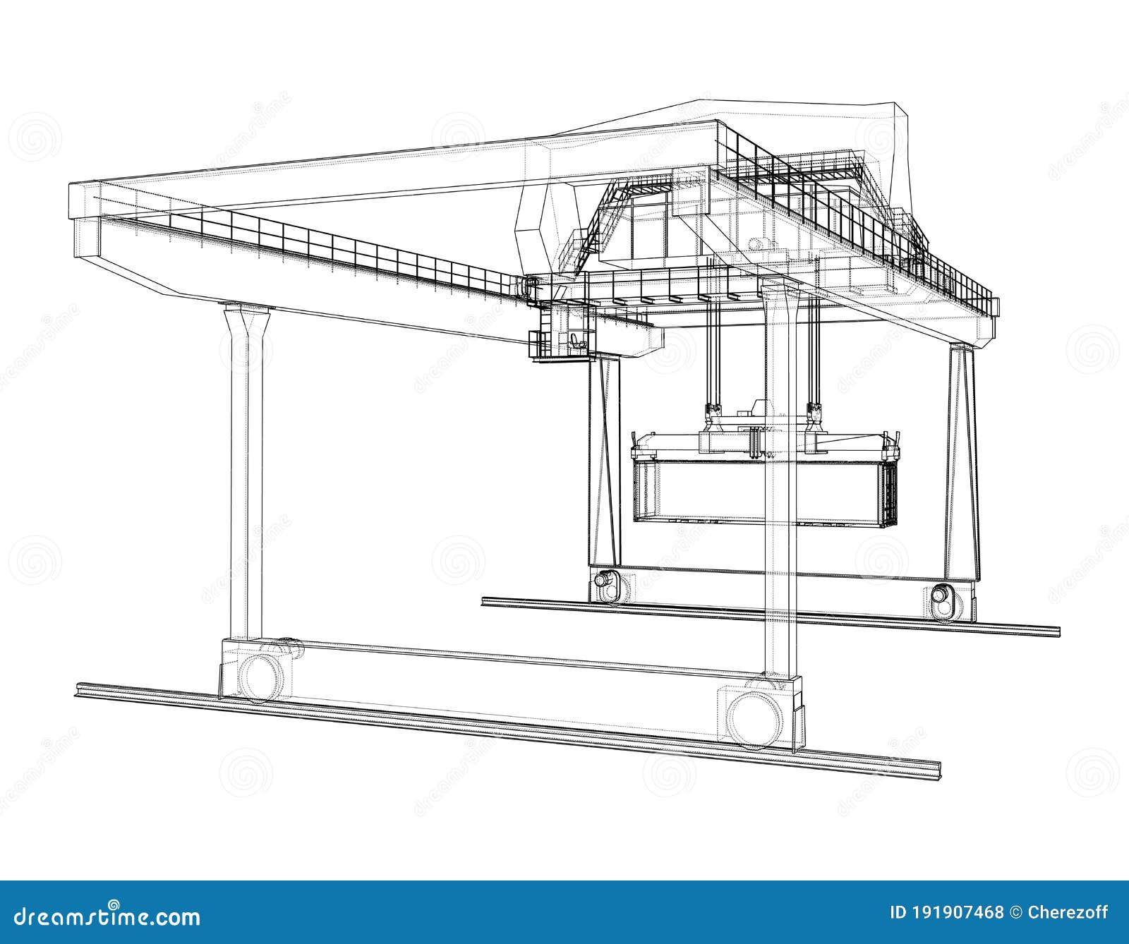 Rail-mounted Gantry Container Crane Outline Stock Vector - Illustration ...