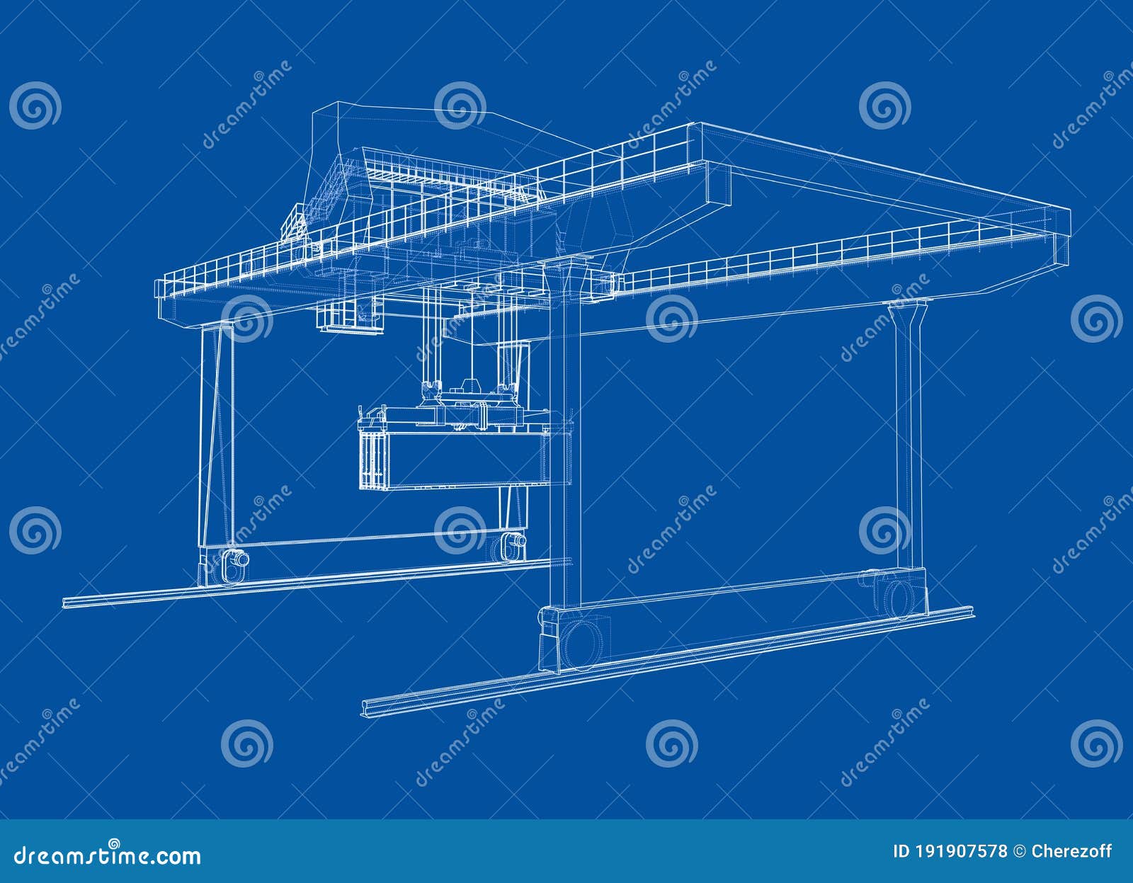 Rail-mounted Gantry Container Crane Outline Stock Vector - Illustration ...