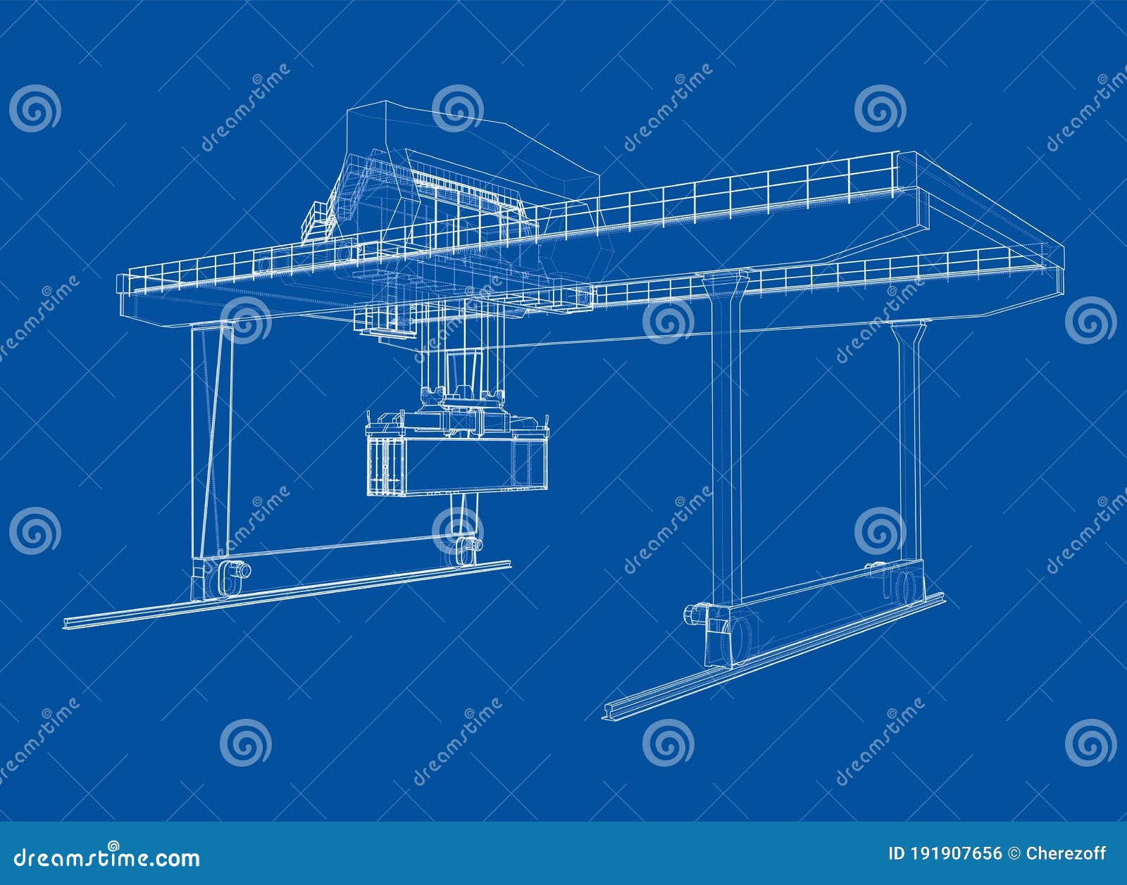 Rail-mounted Gantry Container Crane Outline Vector Illustration ...