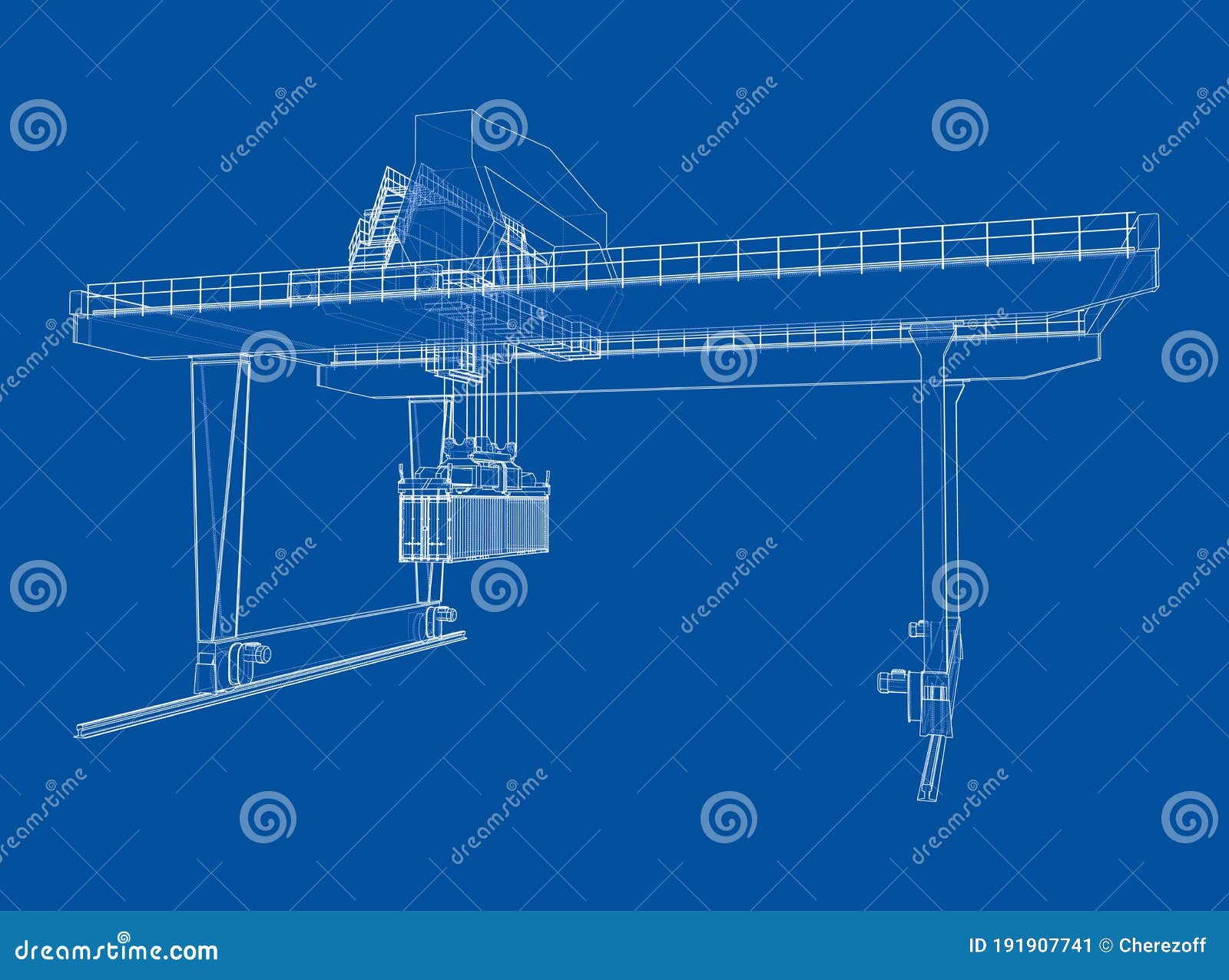 Rail-mounted Gantry Container Crane Outline Stock Vector - Illustration ...