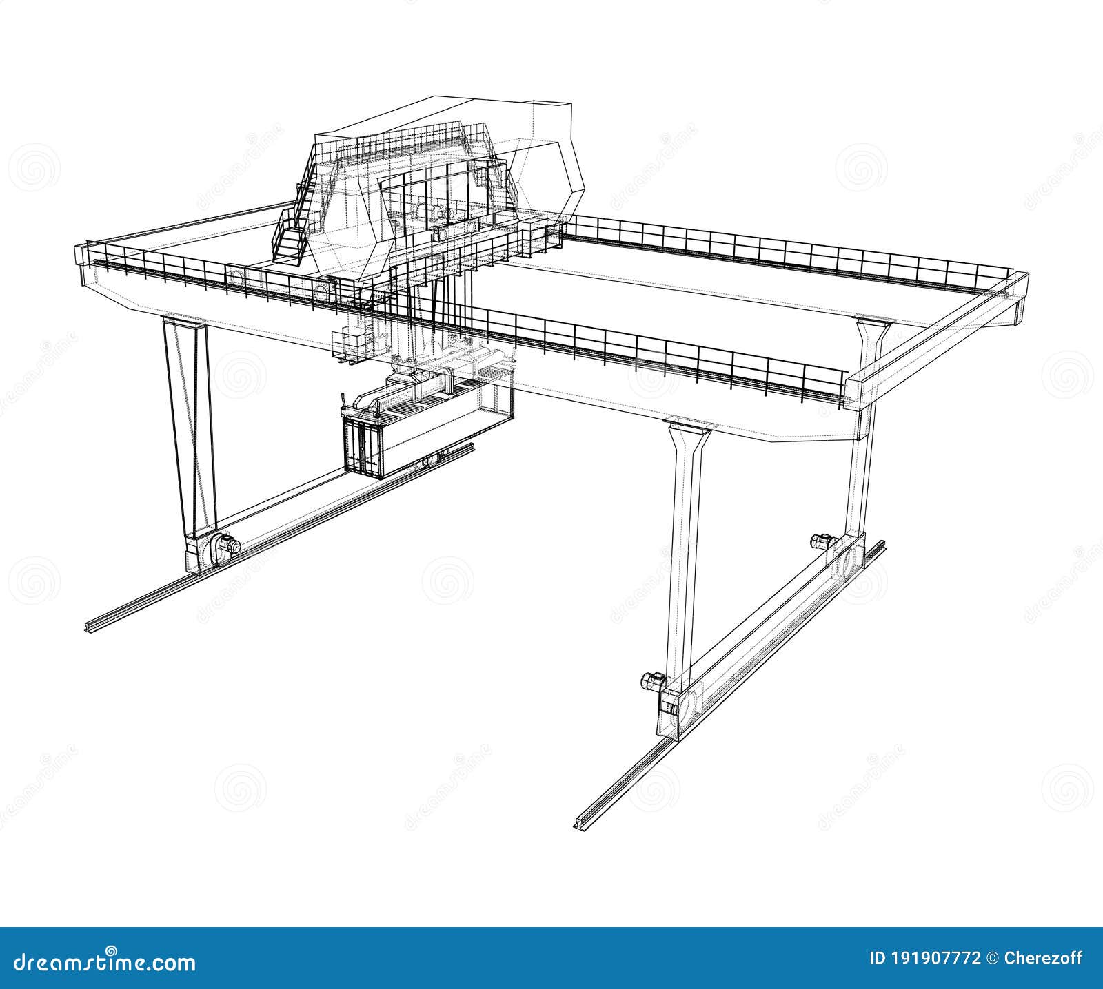 Rail-mounted Gantry Container Crane Outline Vector Illustration ...