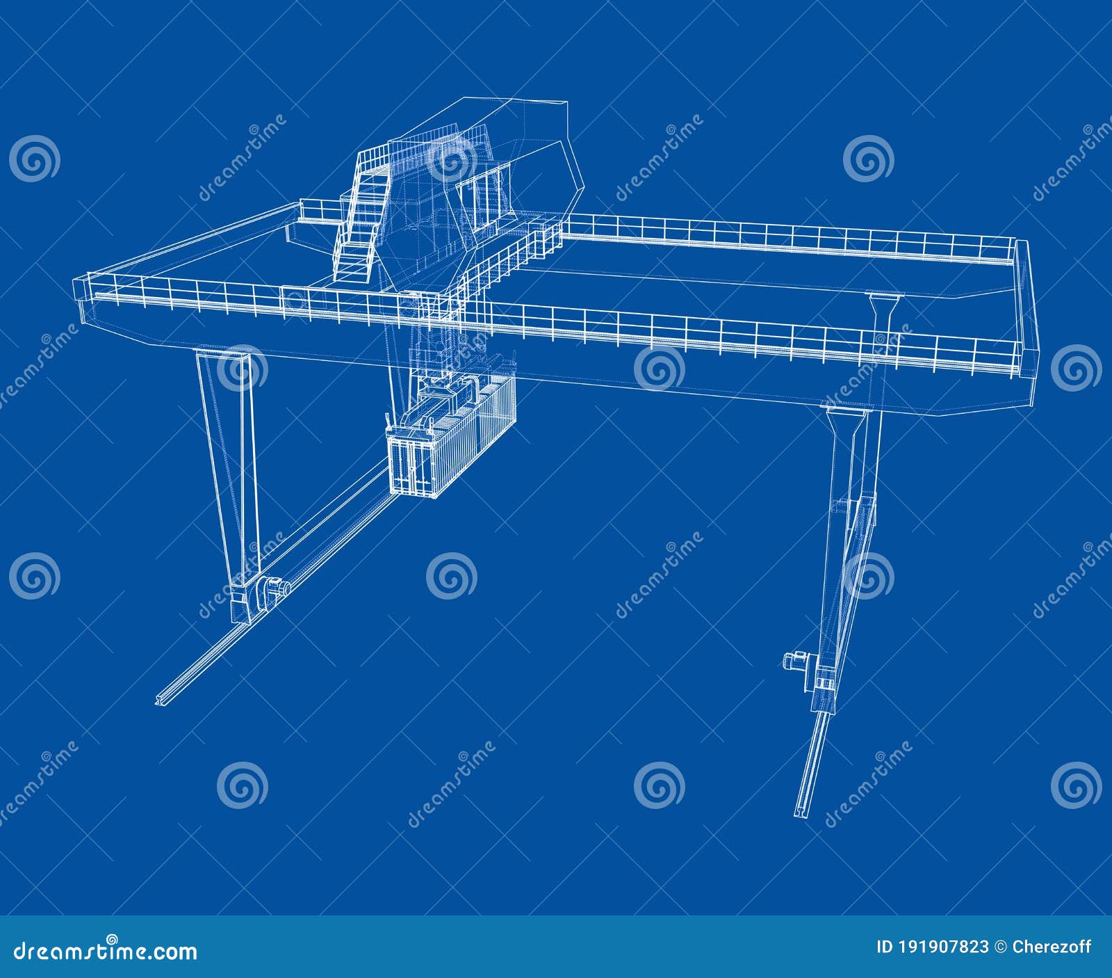 Rail-mounted Gantry Container Crane Outline Vector Illustration ...