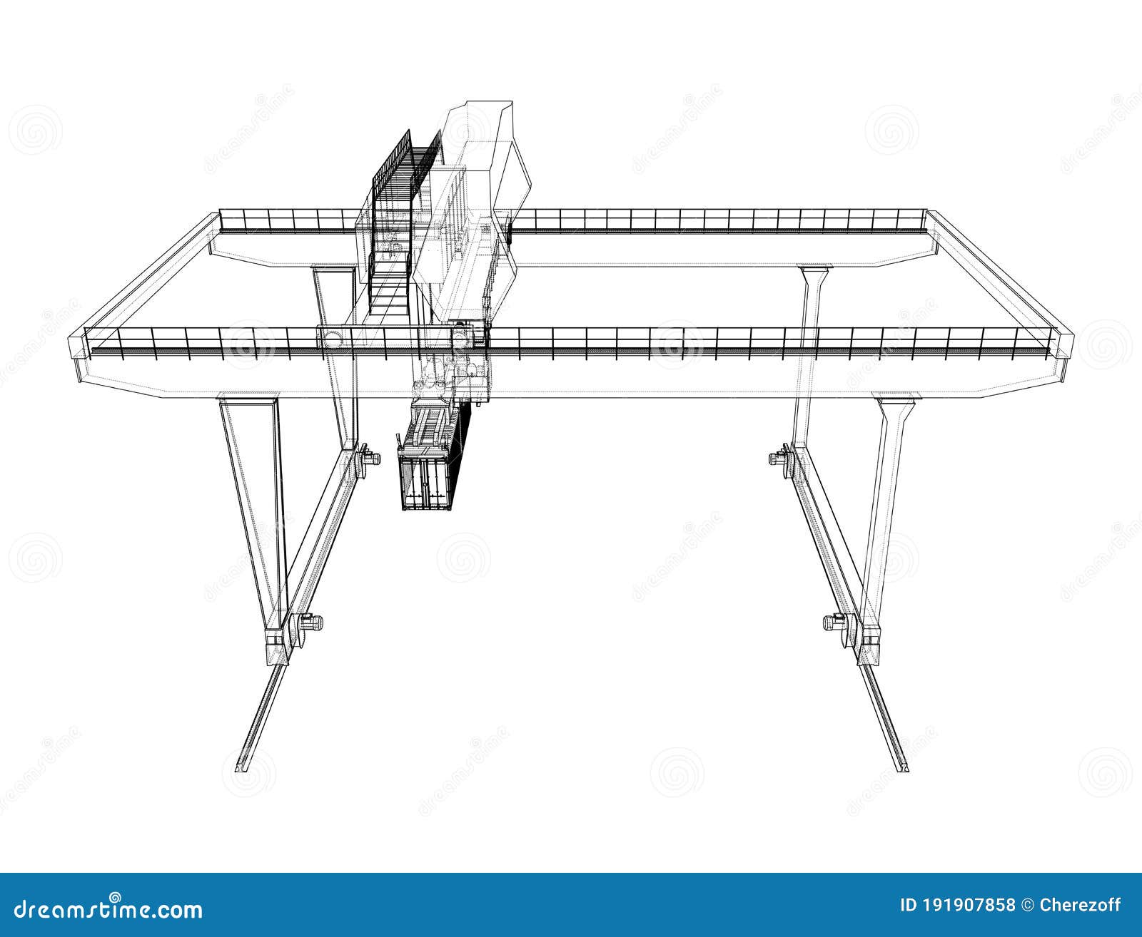 Rail-mounted Gantry Container Crane Outline Stock Vector - Illustration ...