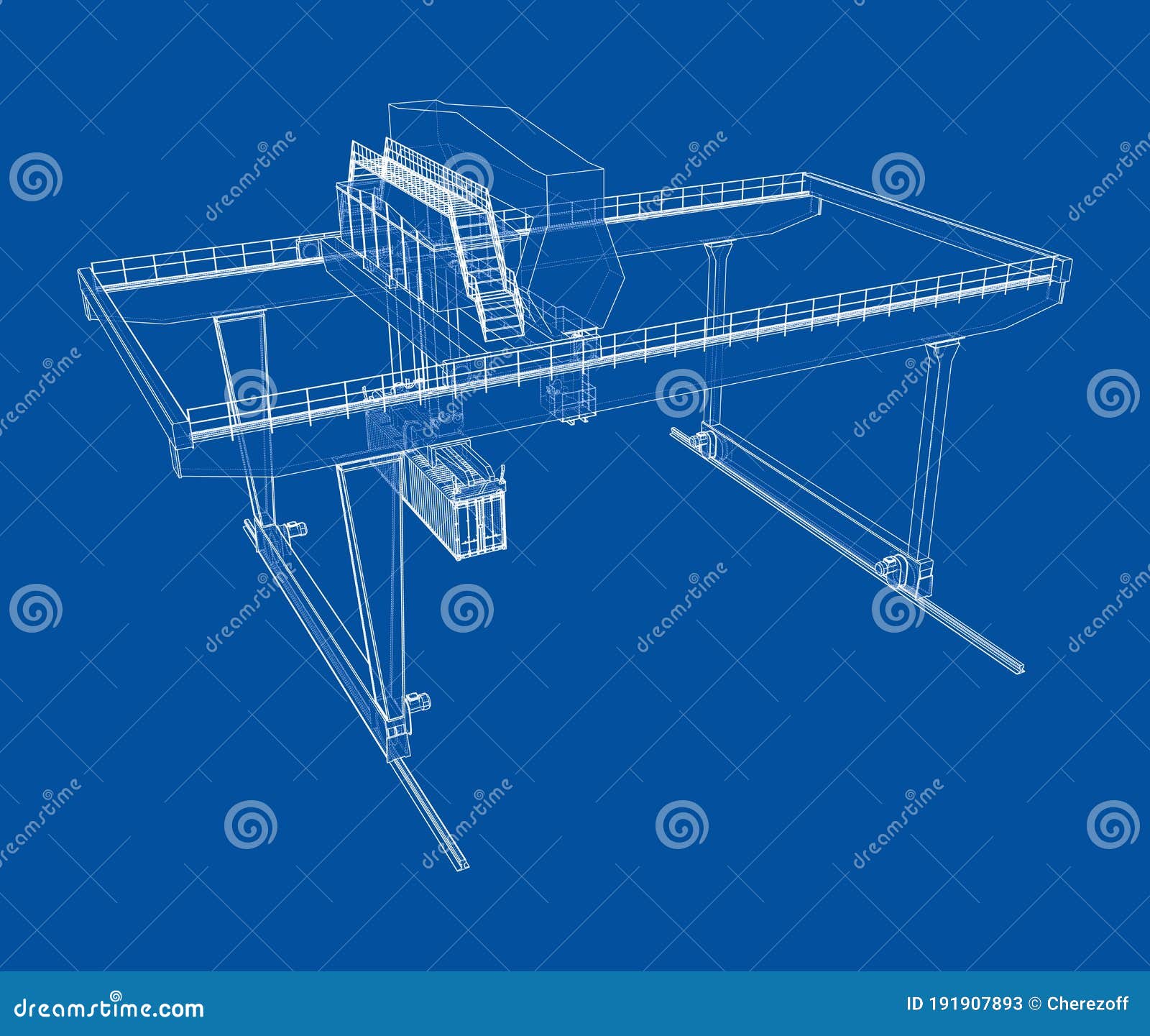 Rail-mounted Gantry Container Crane Outline Royalty-Free Cartoon ...