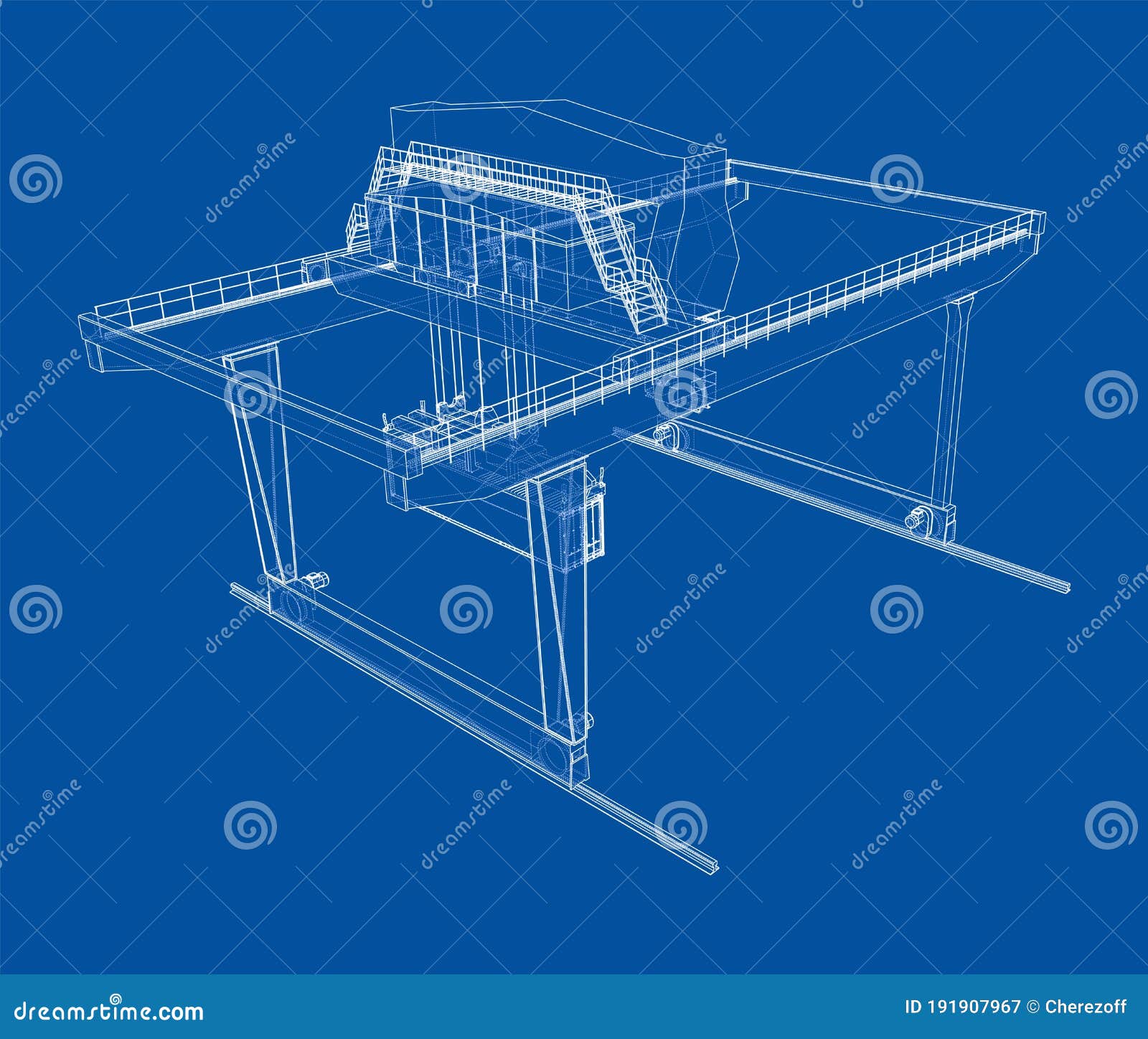 Rail-mounted Gantry Container Crane Outline Stock Vector - Illustration ...