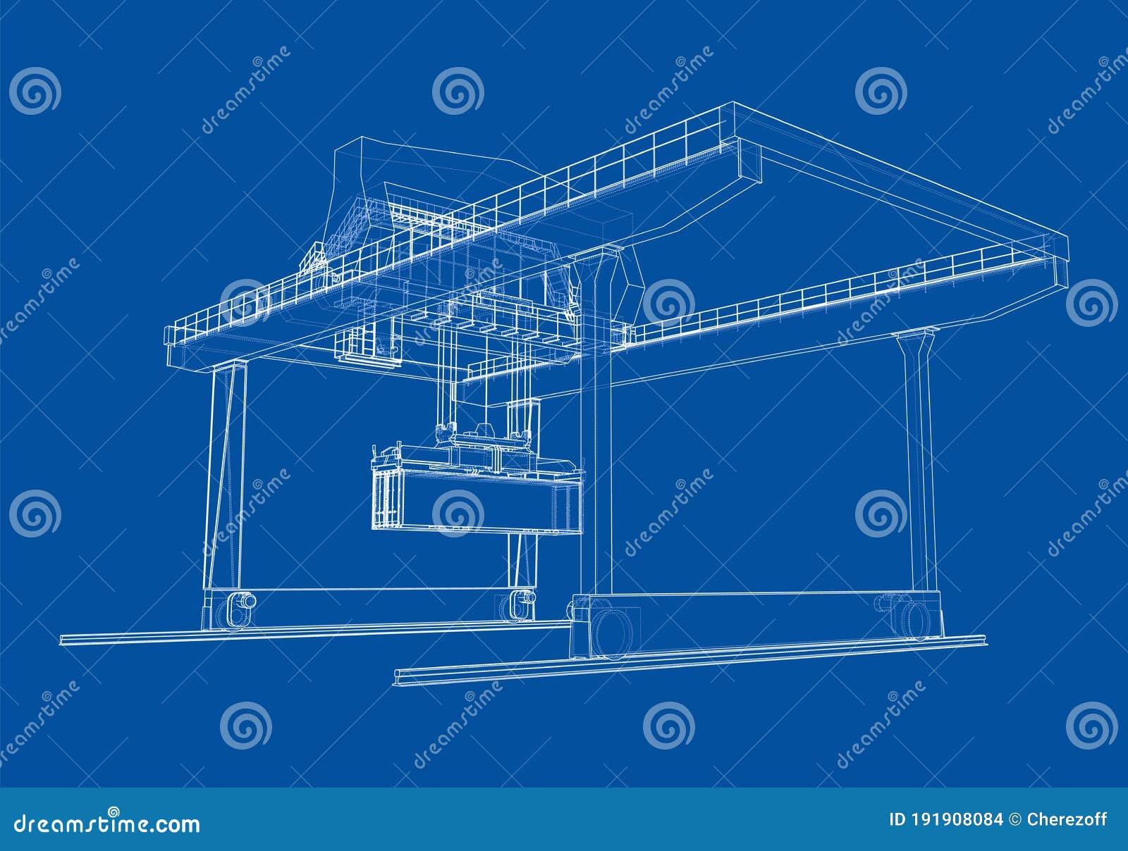 Rail-mounted Gantry Container Crane Outline Stock Vector - Illustration ...
