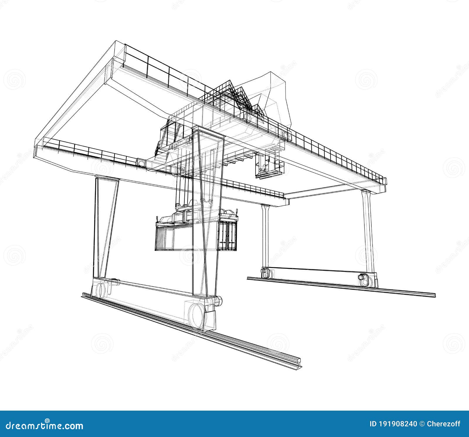 Rail-mounted Gantry Container Crane Outline Royalty-Free Cartoon ...