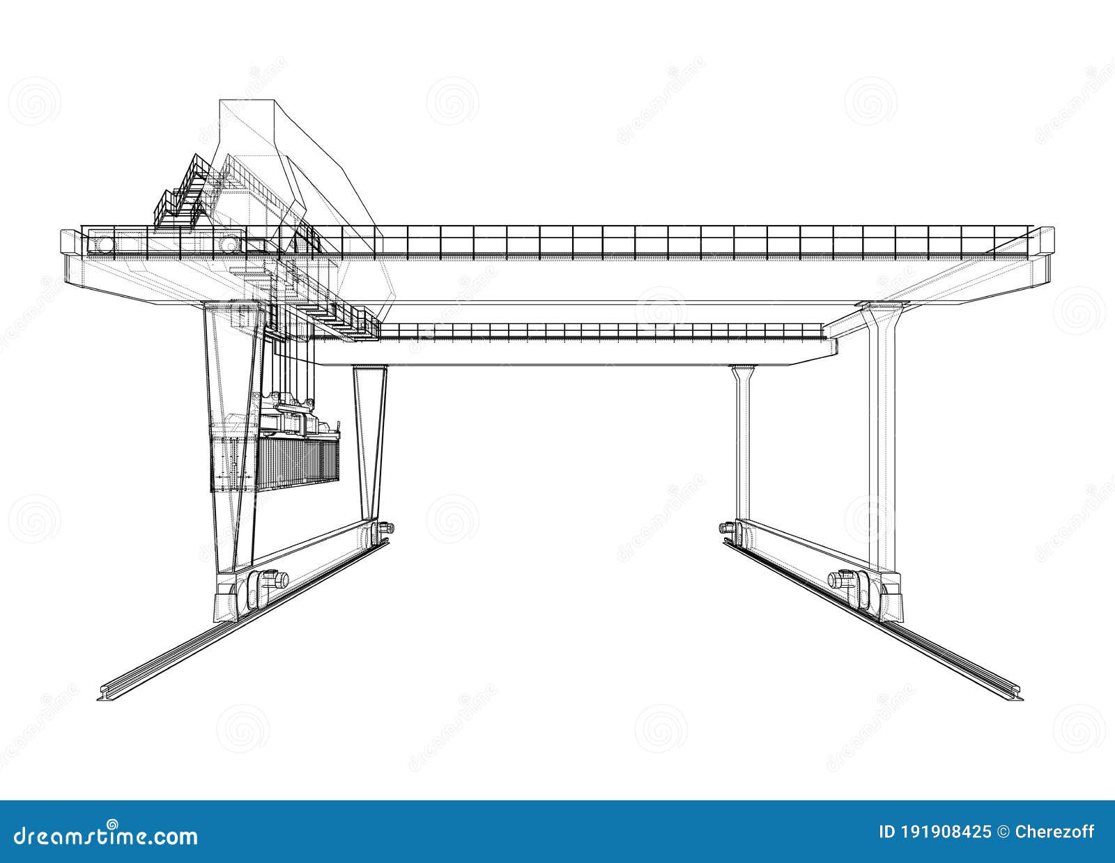 Rail-mounted Gantry Container Crane Outline Stock Vector - Illustration ...