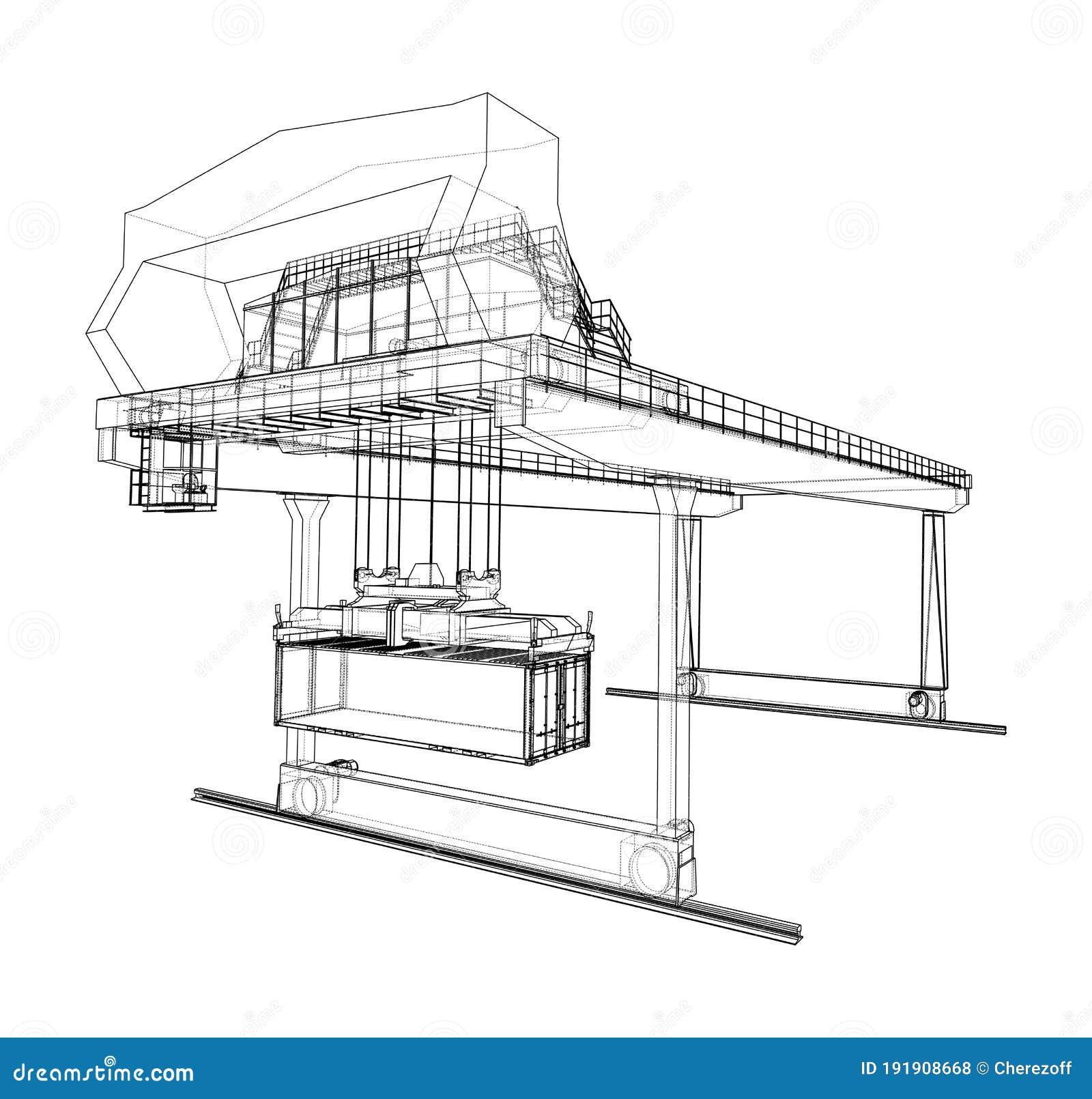 Rail-mounted Gantry Container Crane Outline Royalty-Free Cartoon ...