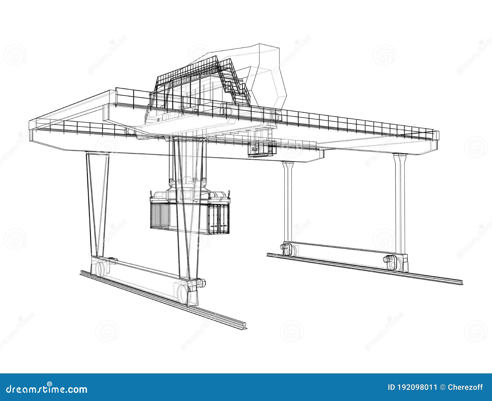 Rail-mounted Gantry Container Crane Outline Cartoon Vector ...