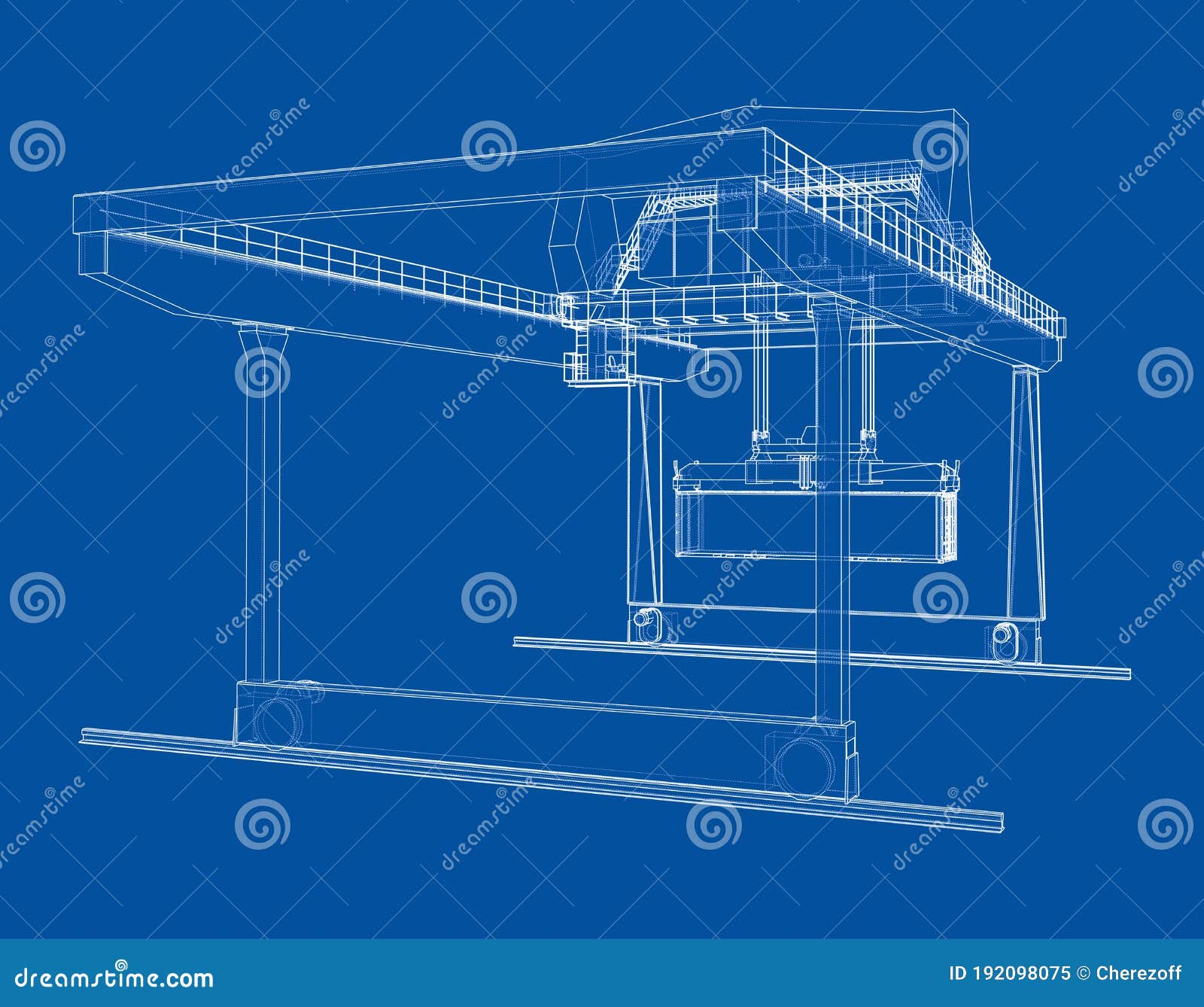 Rail-mounted Gantry Container Crane Outline Stock Vector - Illustration ...