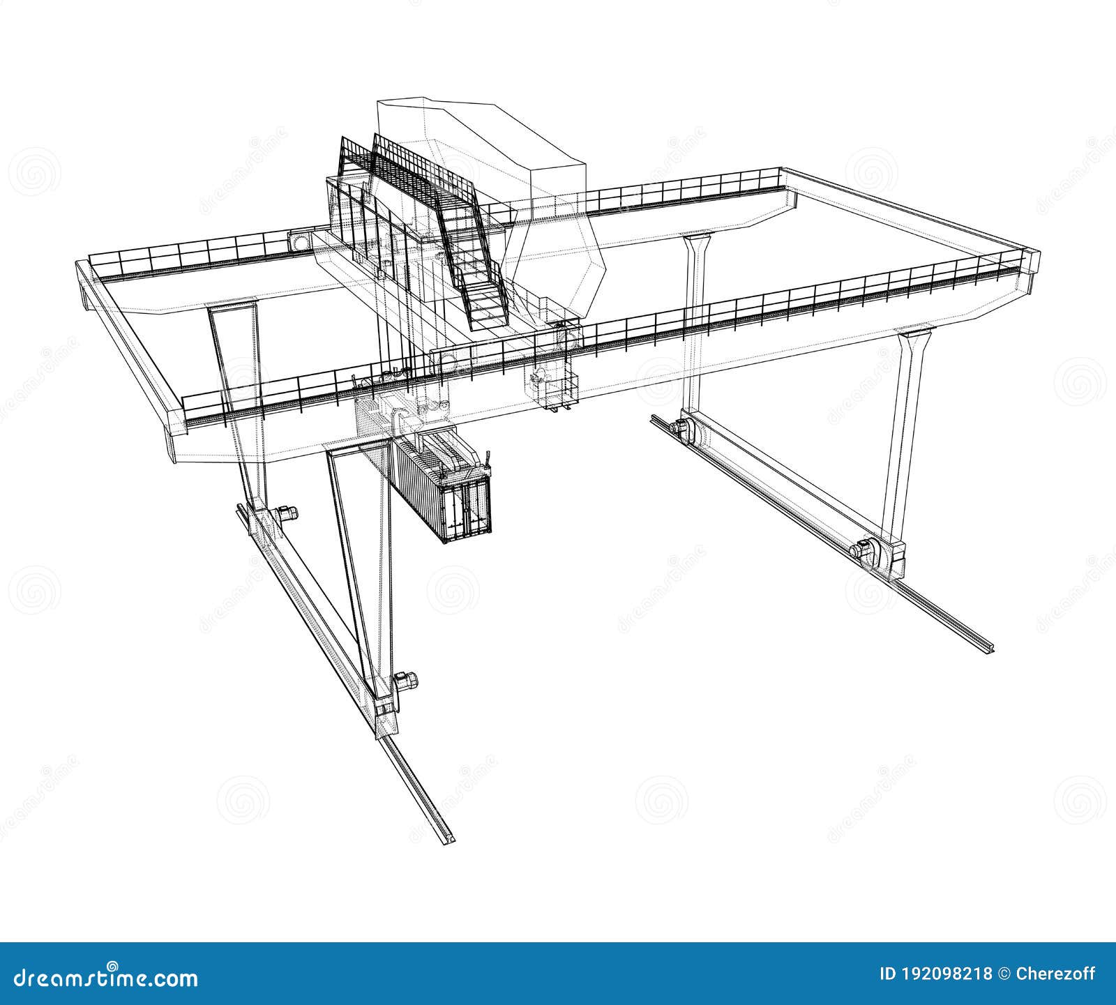 Rail-mounted Gantry Container Crane Outline Vector Illustration ...