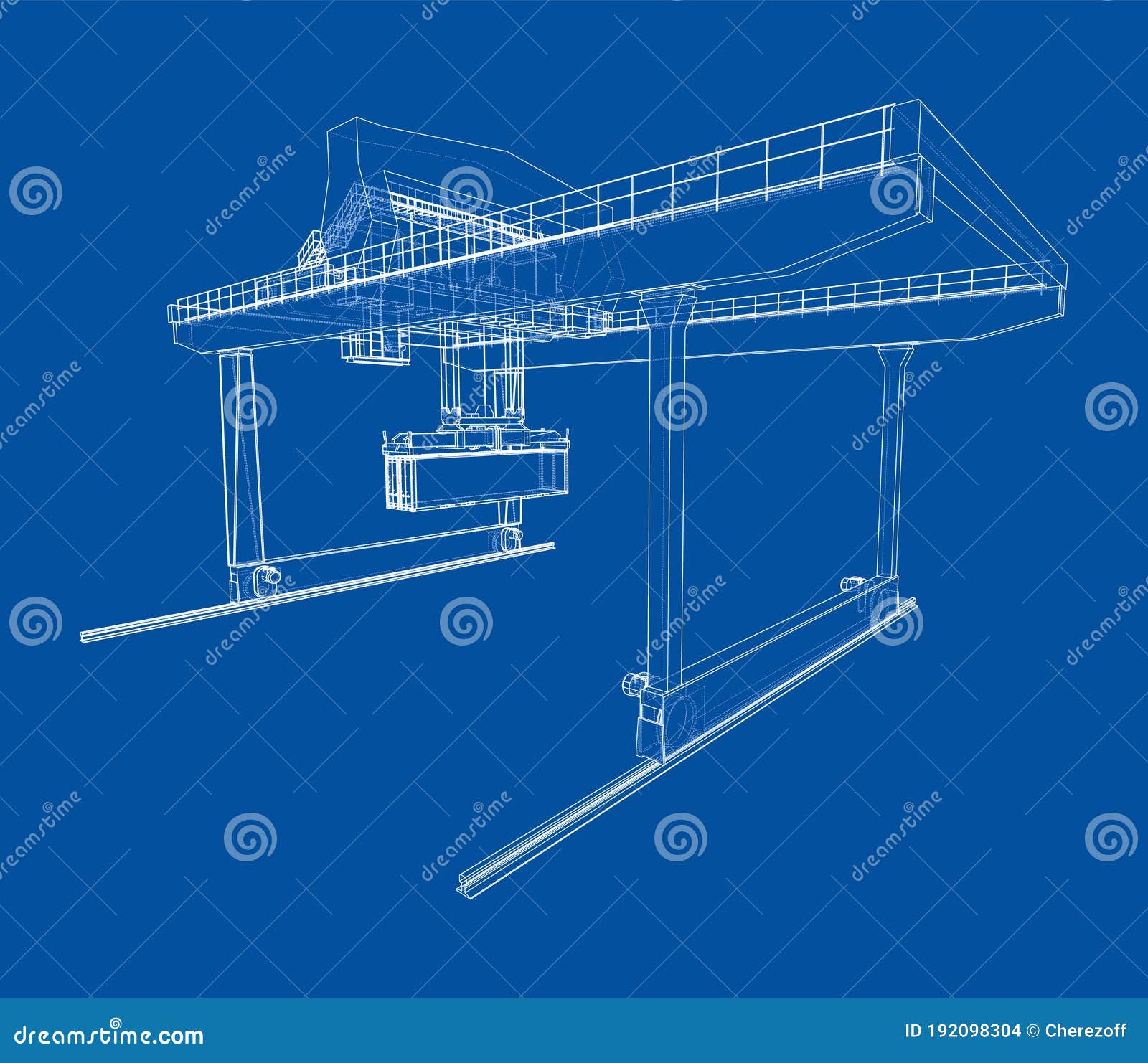 Rail-mounted Gantry Container Crane Outline Cartoon Vector ...