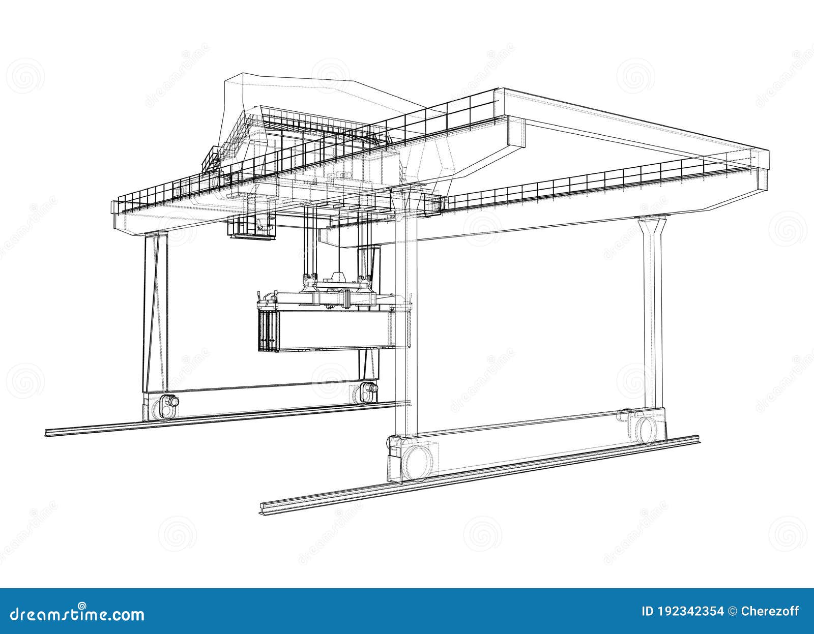 Rail-mounted Gantry Container Crane Outline Stock Vector - Illustration ...