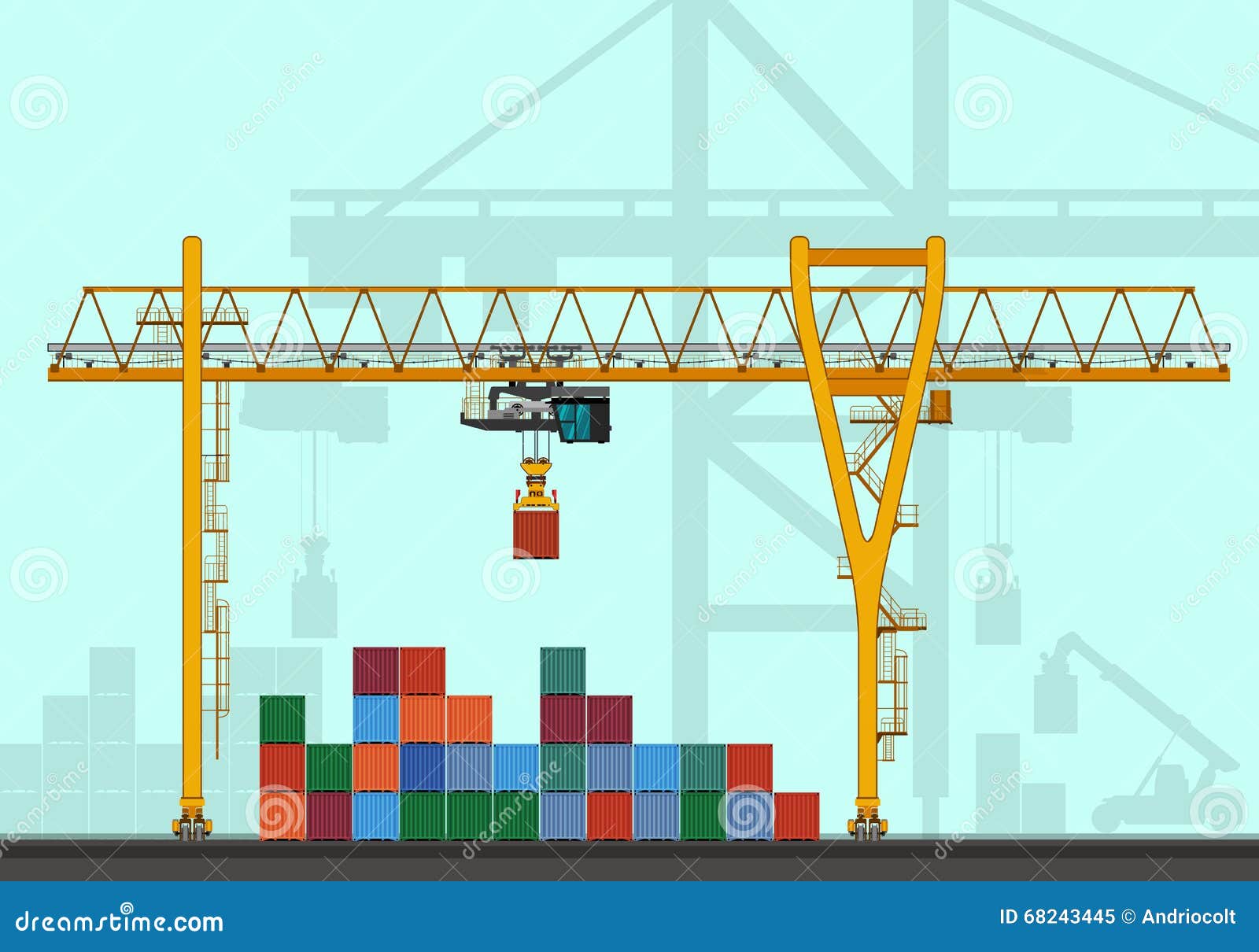 Rail mounted gantry crane stock vector. Illustration of engineering ...