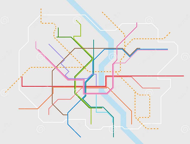 Rail Network Map of Cologne,Germany Stock Vector - Illustration of ...