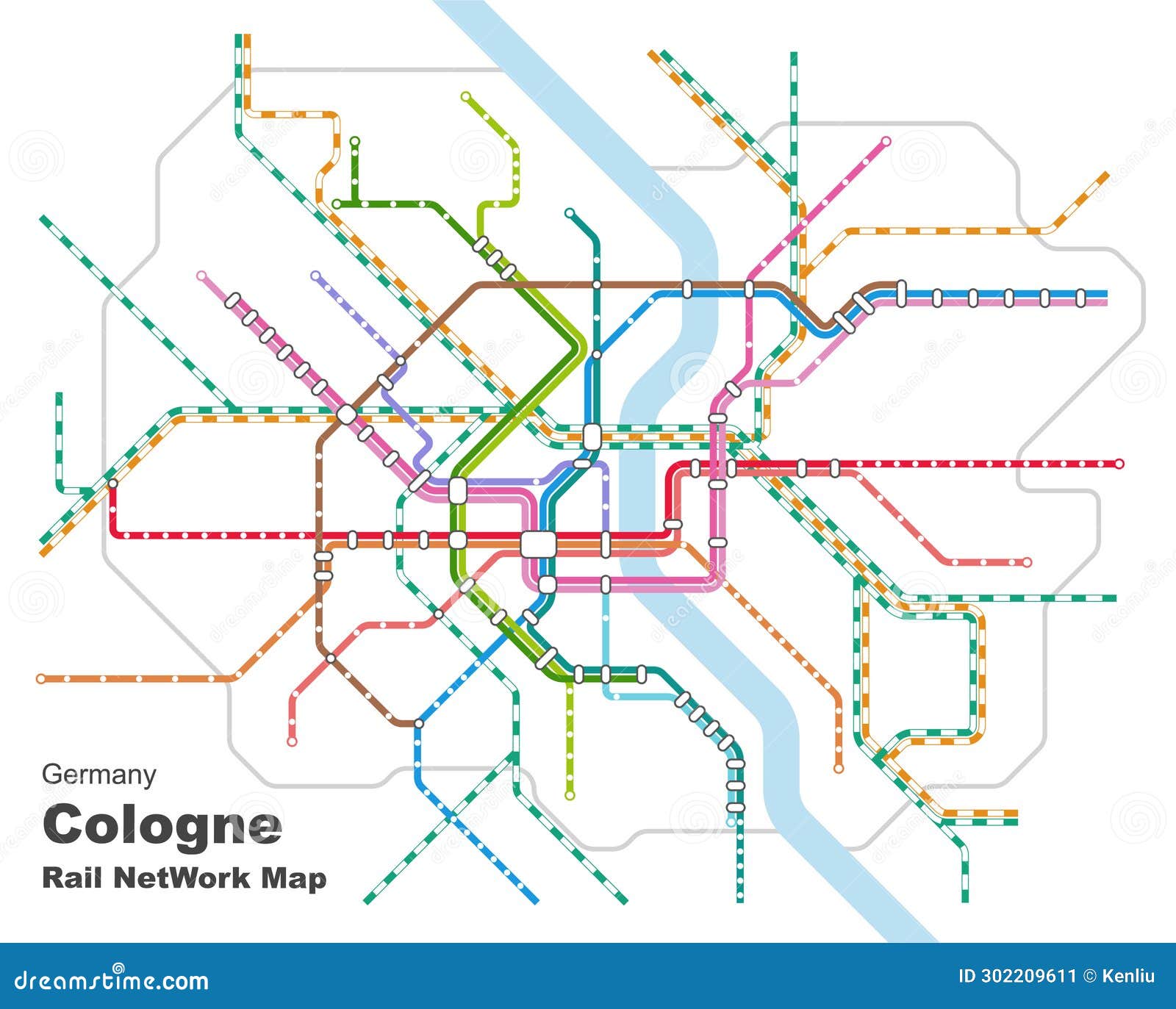 Rail Network Map of Cologne,Germany Stock Vector - Illustration of ...