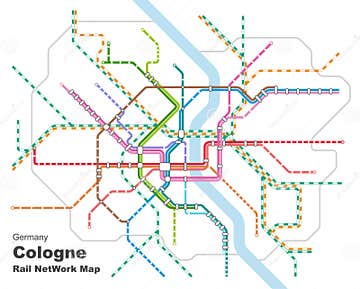 Rail Network Map of Cologne,Germany Stock Vector - Illustration of ...
