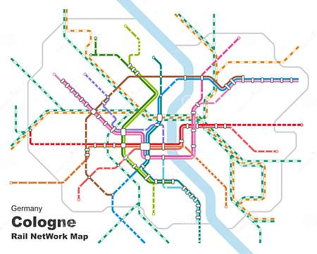 Rail Network Map of Cologne,Germany Stock Vector - Illustration of ...