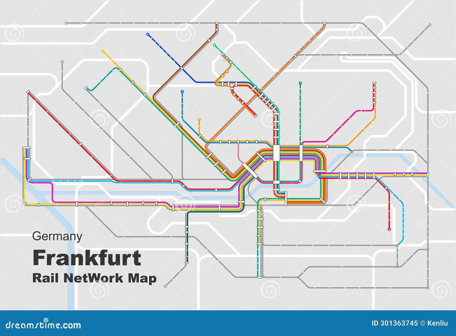 Rail Network Map of Frankfurt,Germany Stock Vector - Illustration of ...