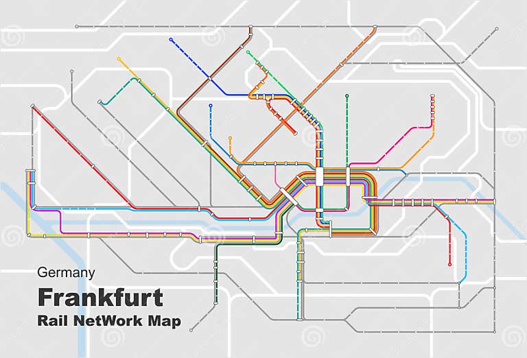 Rail Network Map of Frankfurt,Germany Stock Vector - Illustration of ...