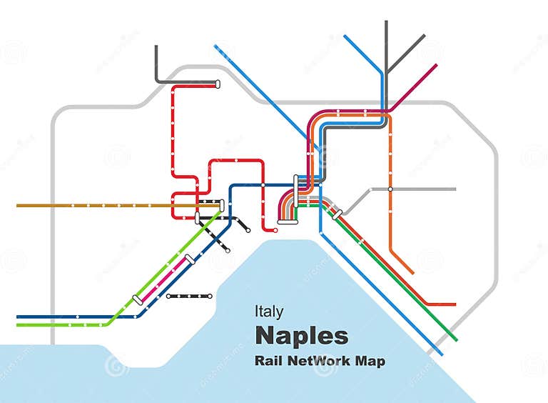 Rail Network Map of Naples,Italy Stock Vector - Illustration of cartoon ...