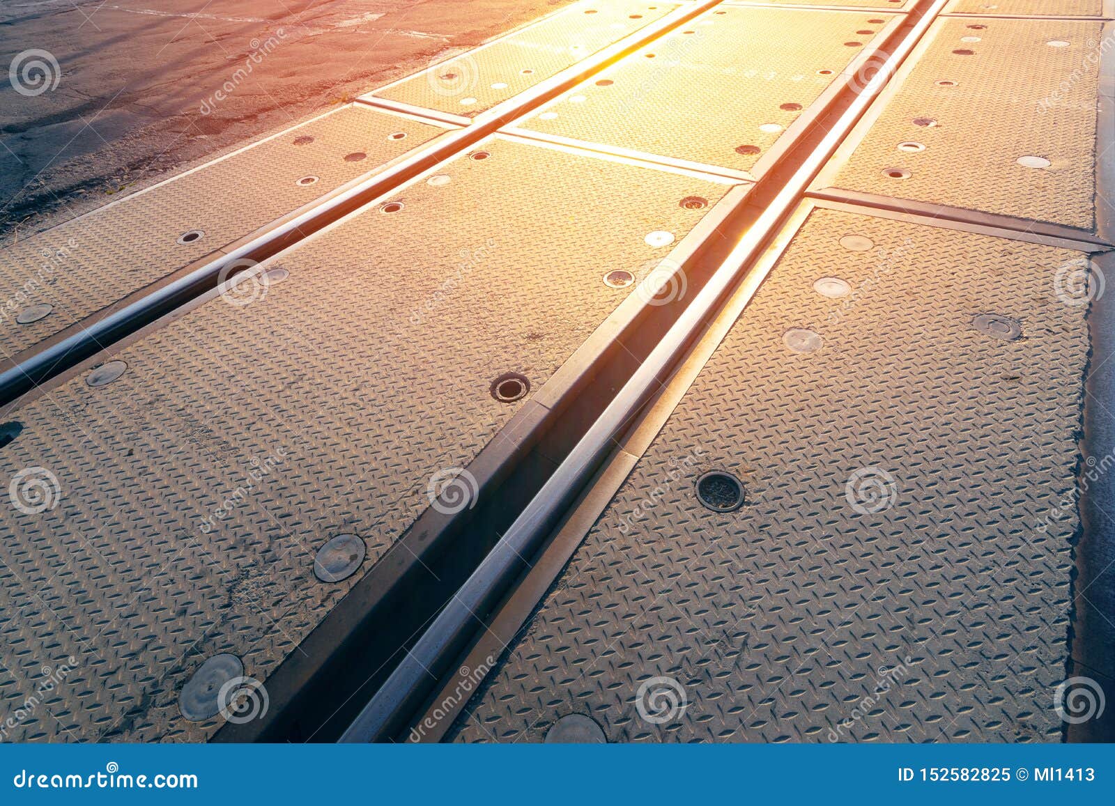 Rail rails on concrete stock image. Image of station - 152582825