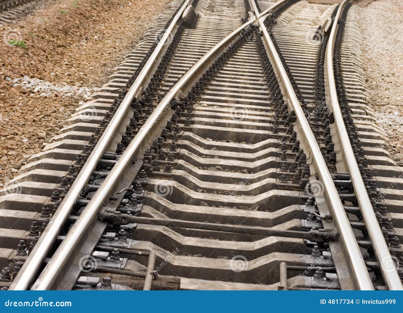 Rail Road Goes To Different Ways (focus In The Bot Royalty-Free Stock ...