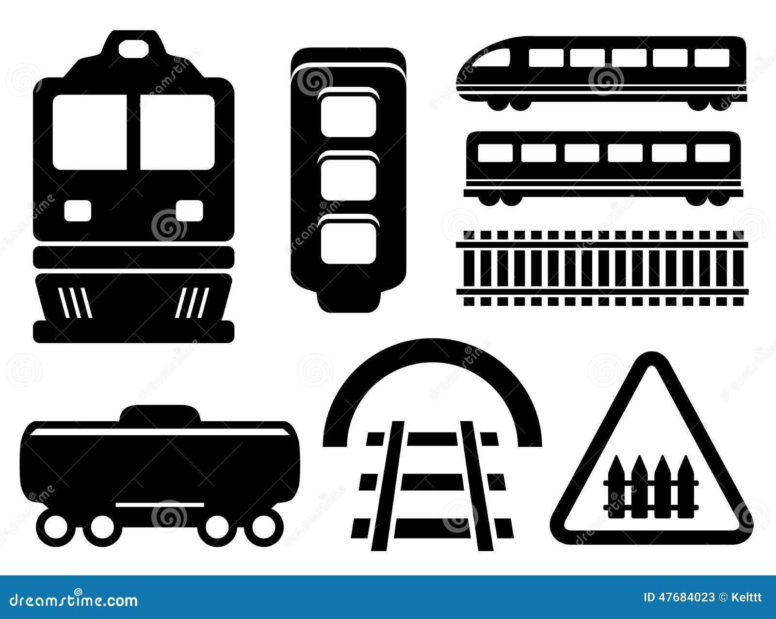 Rail road icons set stock vector. Illustration of flat - 47684023