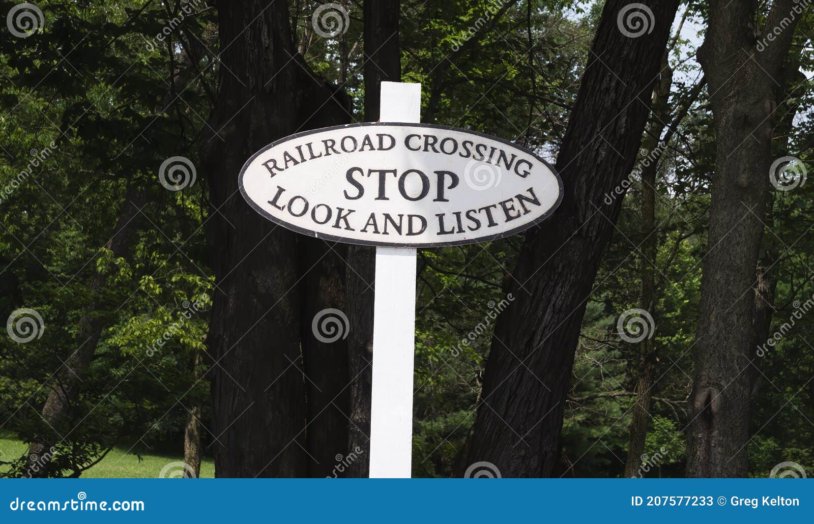 Rail Road Stop Sign of Stop Look and Listen Stock Image - Image of ...