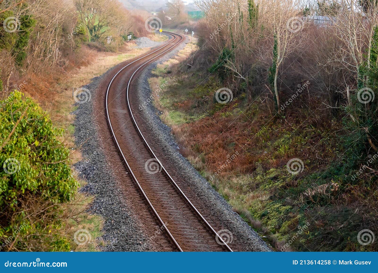 Rail Road Tracks in Nature Environment. Transport Industry Concept ...