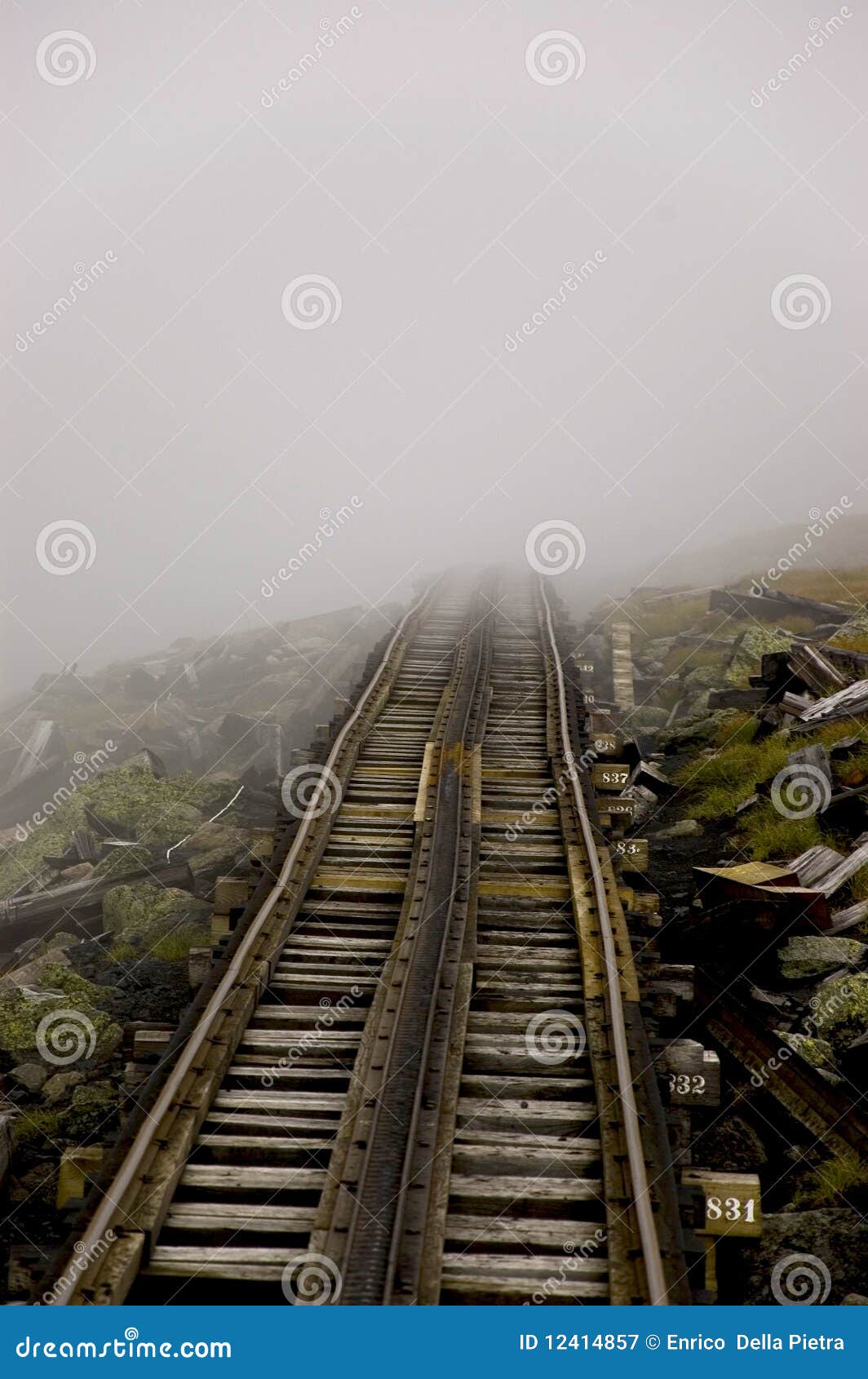 Rail to the fog stock image. Image of mount, rail, climbing - 12414857