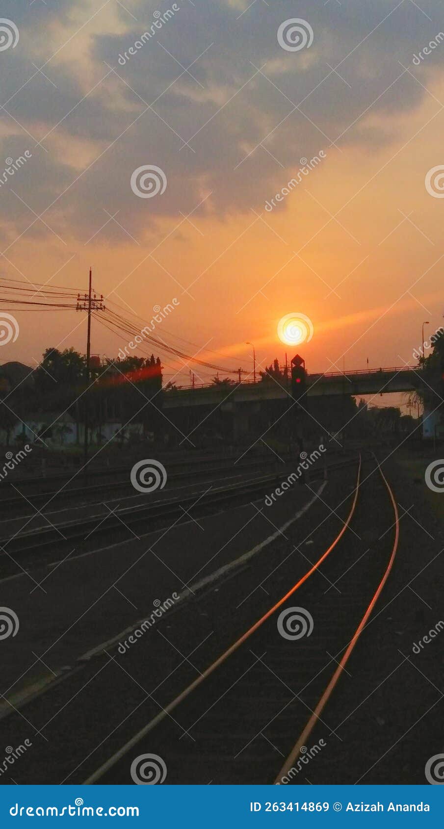 Rail to the sunset stock image. Image of dusk, train - 263414869
