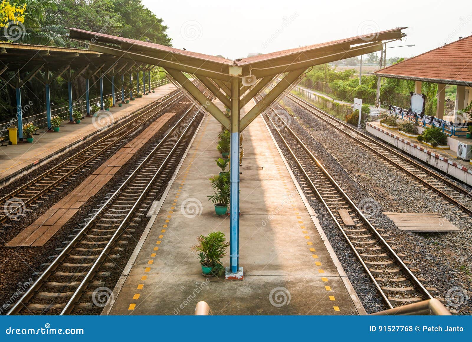 Rail Track Way Transport at Station in Thailand Stock Photo - Image of ...