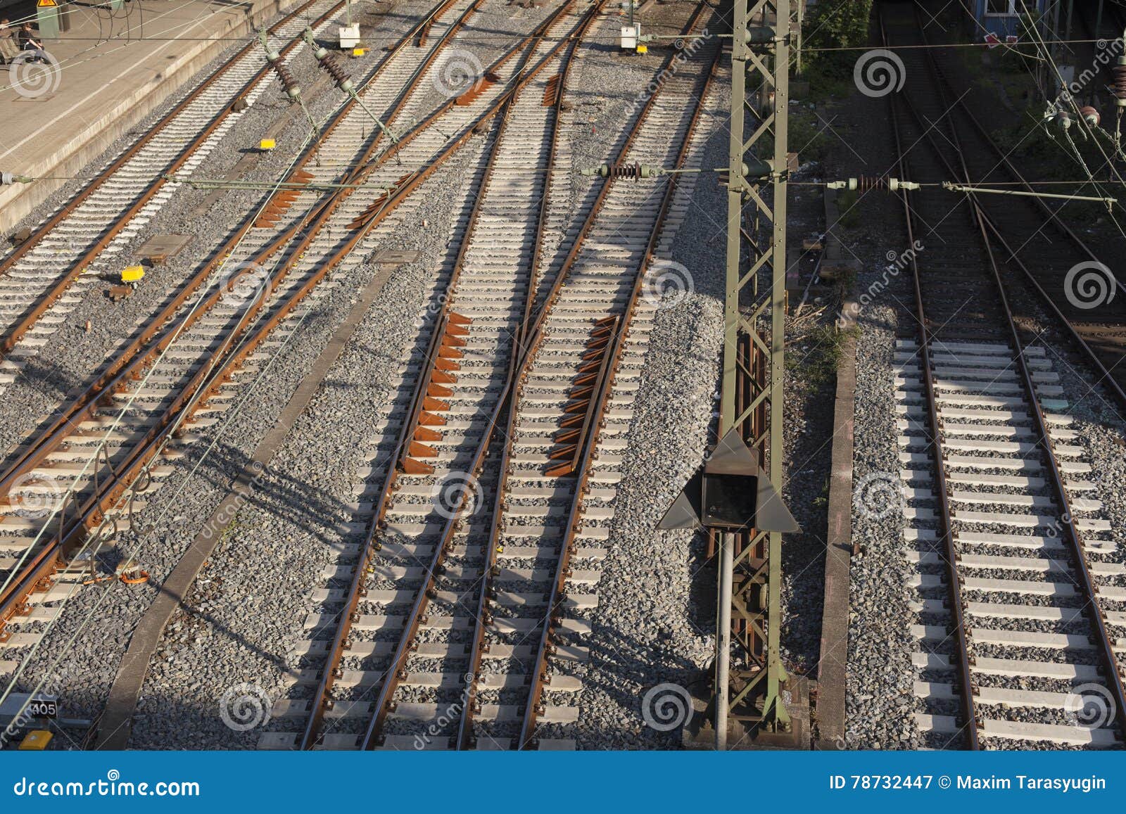 Rail tracks in depot. stock image. Image of outdoors - 78732447