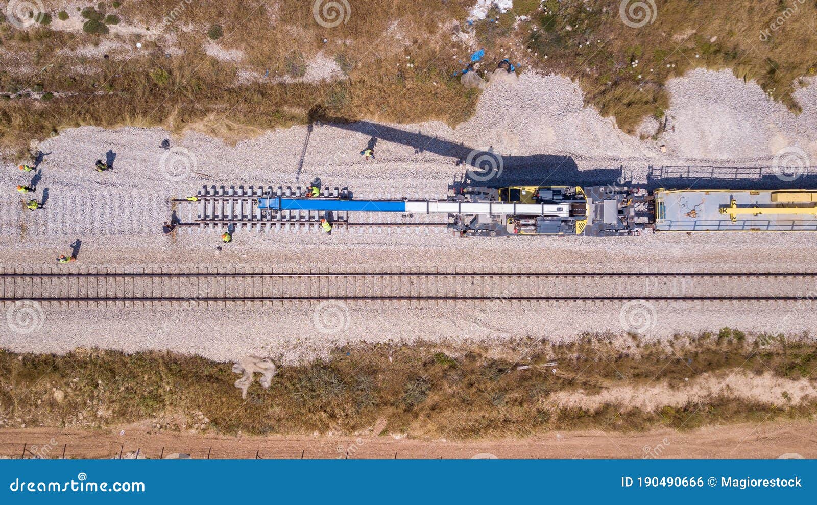 Rail Tracks Maintenance Process. Repairing Railway. Stock Photo - Image ...