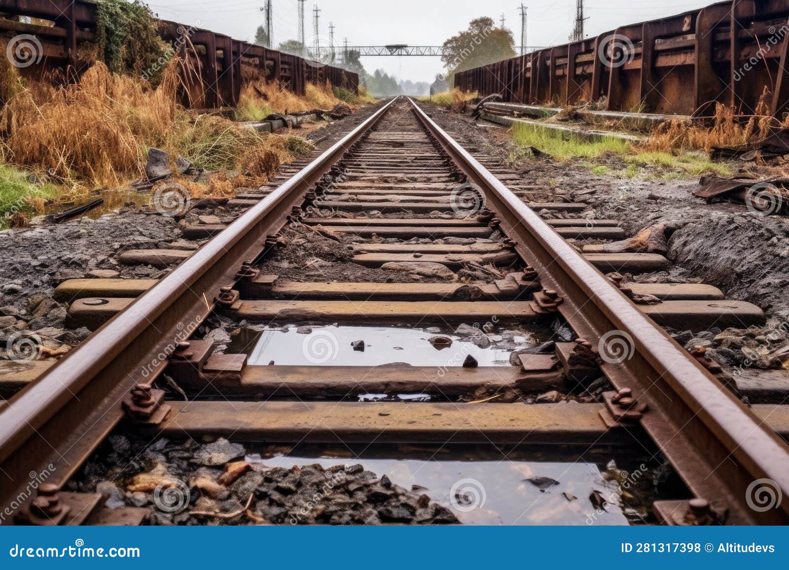 Rail Tracks Merging at a Rusty Switch Point Stock Photo - Image of ...