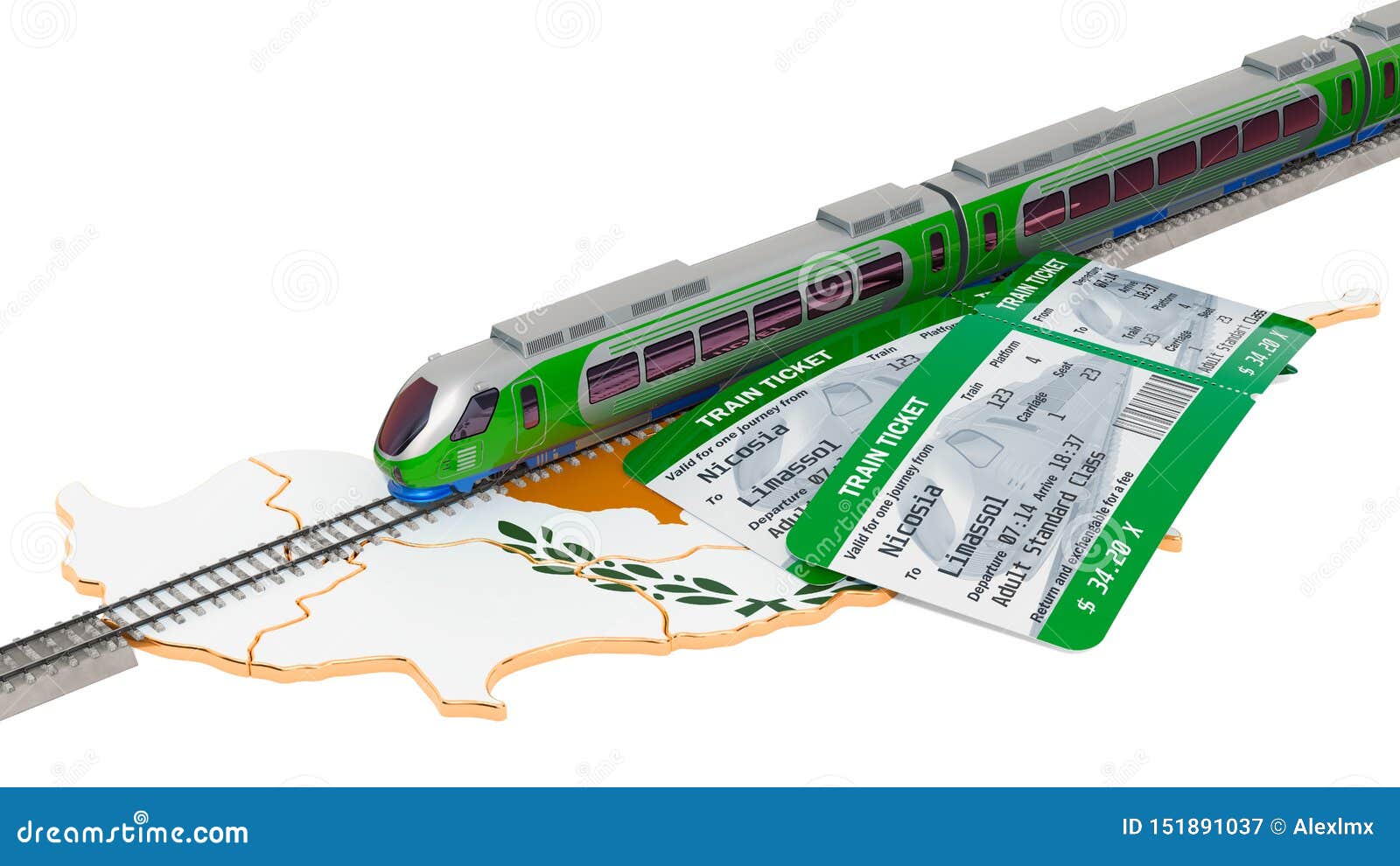 Rail Travel in Cyprus, Concept. 3D Rendering Stock Illustration ...