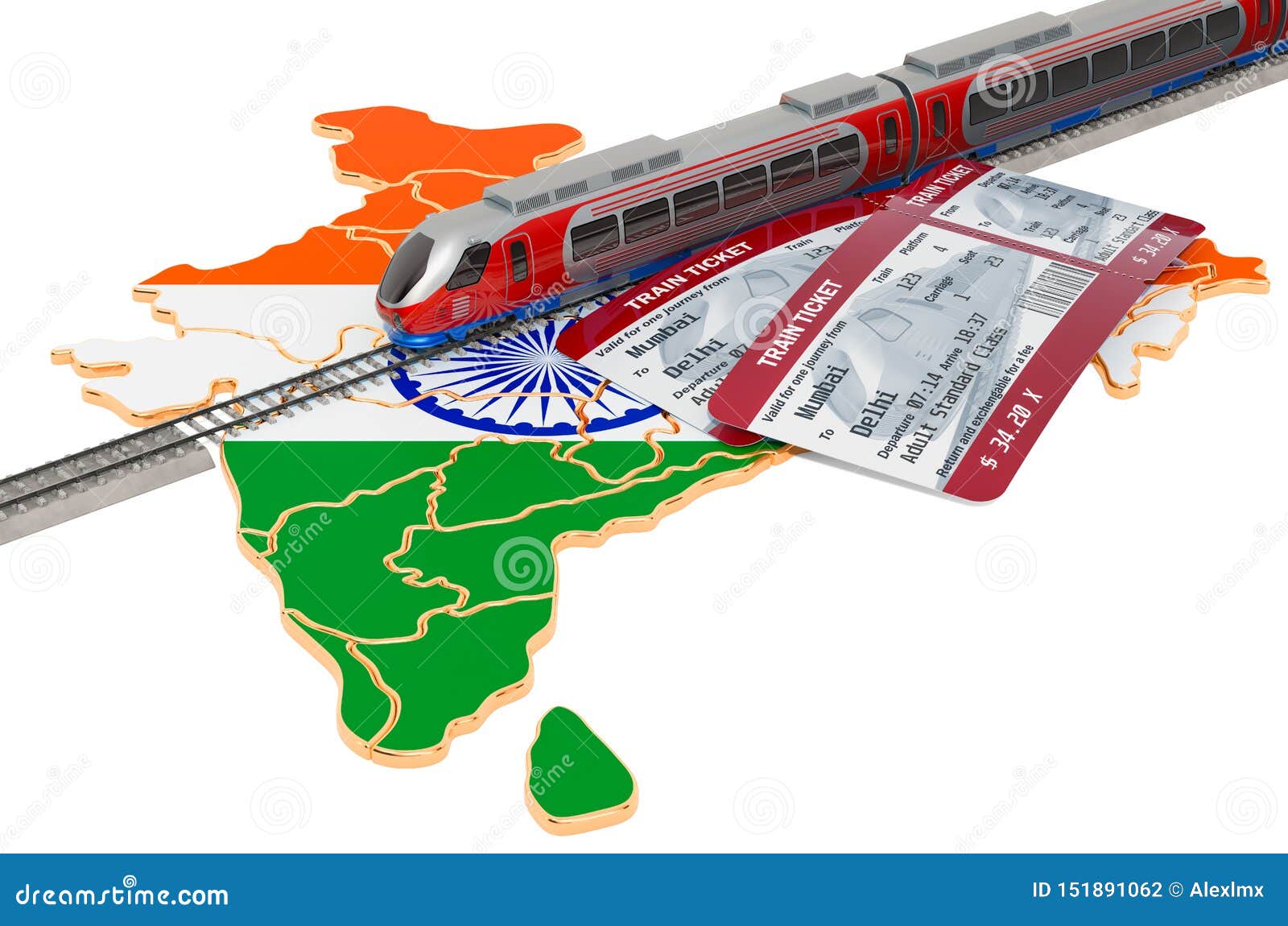Rail Travel in India, Concept. 3D Rendering Stock Illustration ...