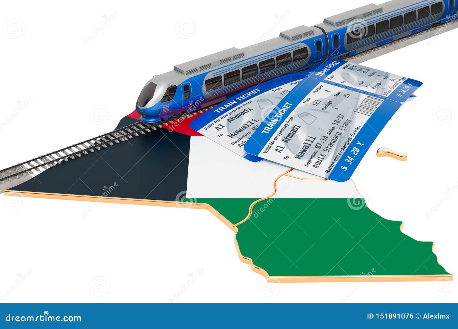 Rail Travel in Kuwait, Concept. 3D Rendering Stock Illustration ...