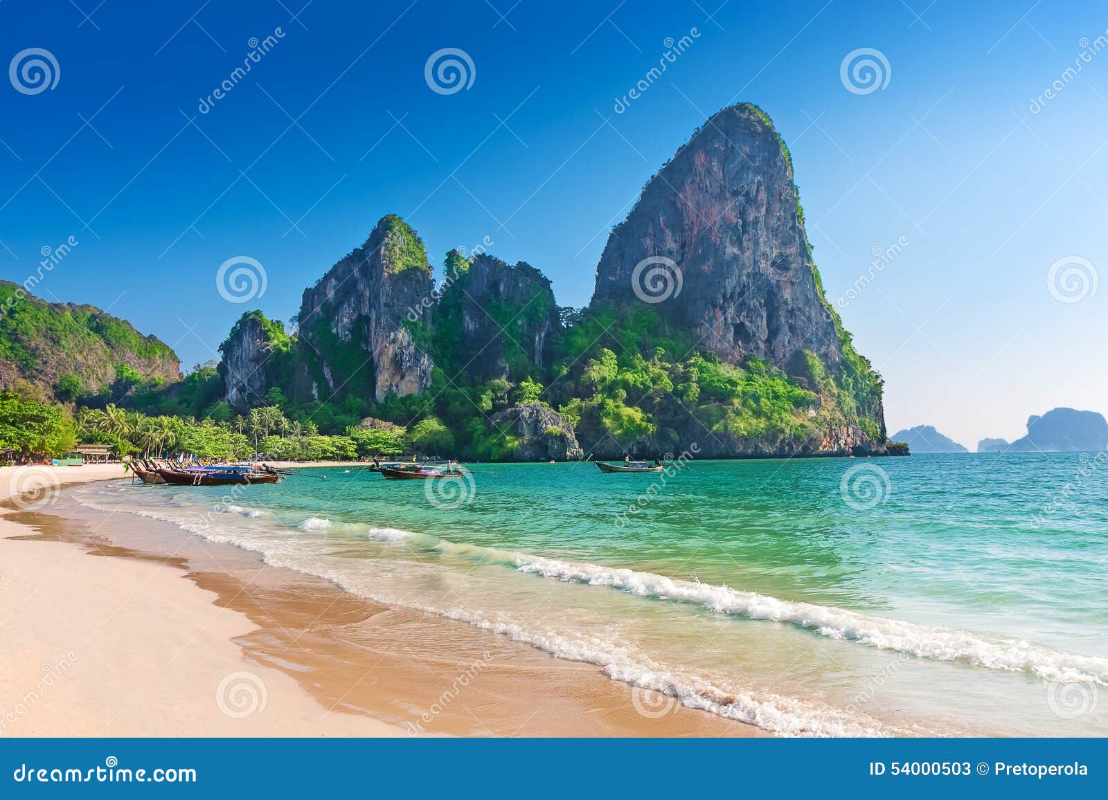 Railay Beach in Krabi Thailand Stock Image - Image of resort, ocean ...