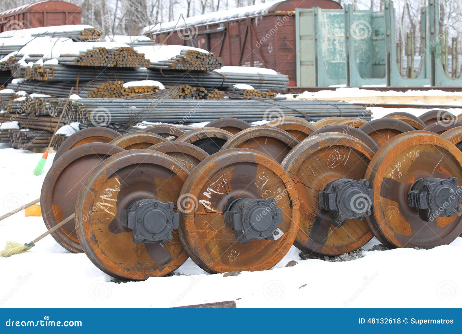 Railcar wheels stock photo. Image of element, detail - 48132618