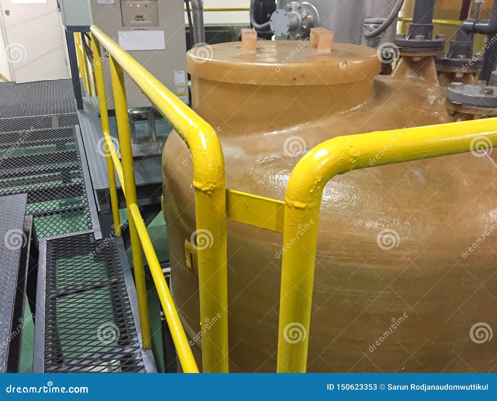 Railing With Chemical Tank At Deionized Water System Stock Image ...