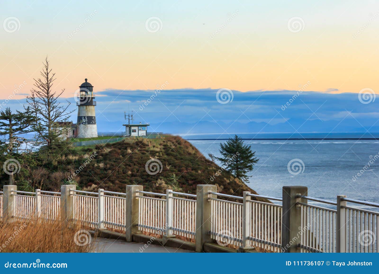Railing Cliffs Ocean at Sunset Stock Image - Image of peace, ocean ...