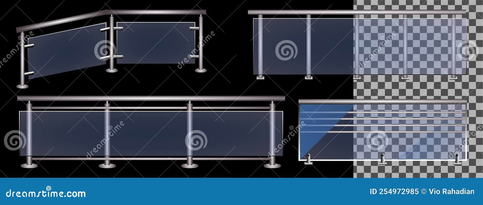 Glass Railing Set or Plexiglass Fence Sections Set with Handrails ...