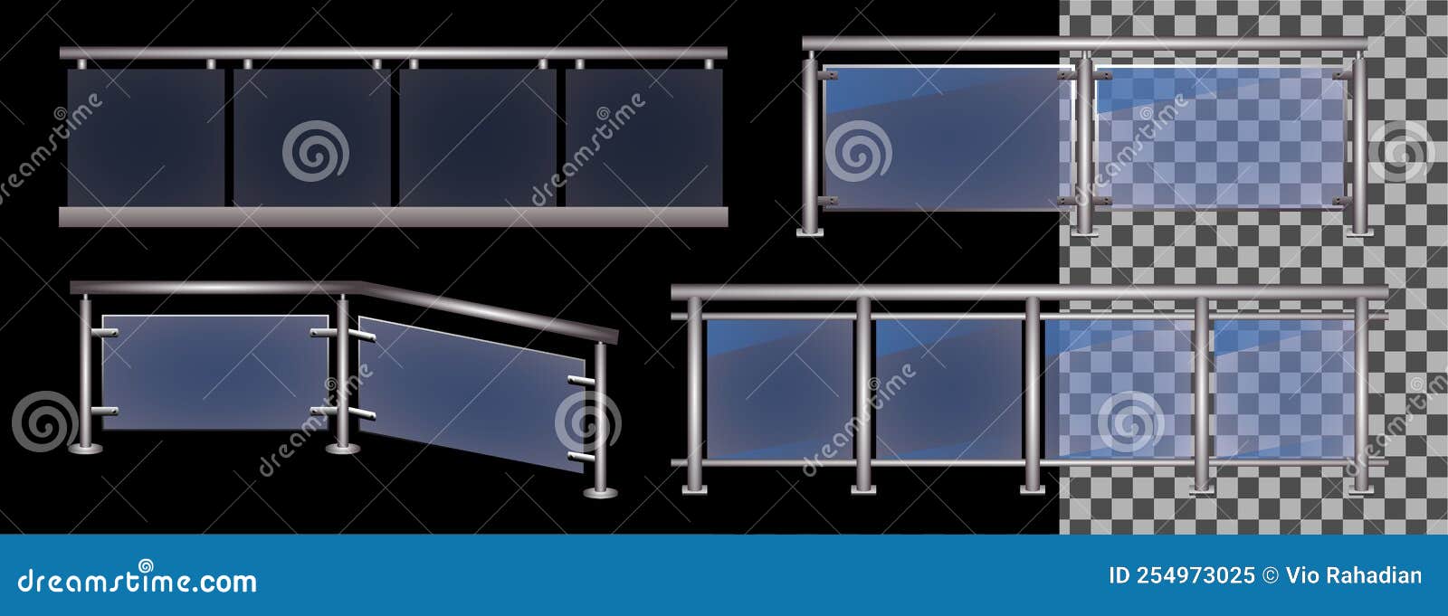 Glass Railing Set or Plexiglass Fence Sections Set with Handrails ...