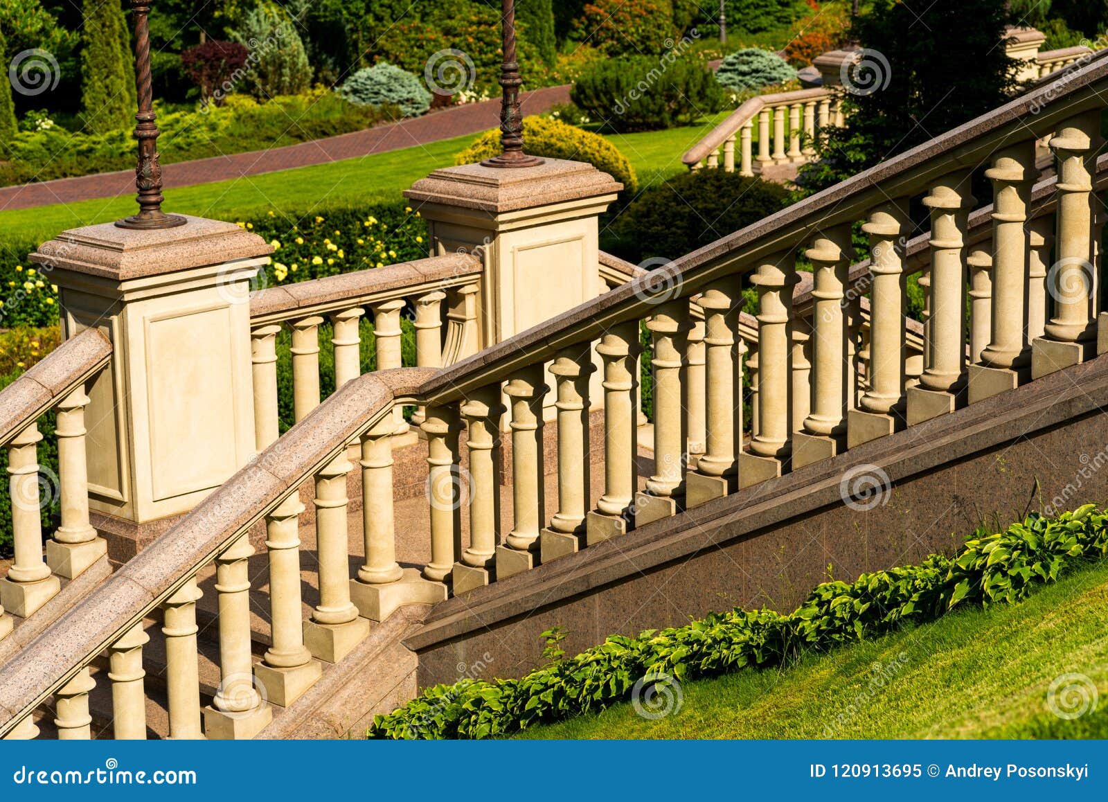 Railing Made of Stone among the Greenery Stock Image - Image of curve ...