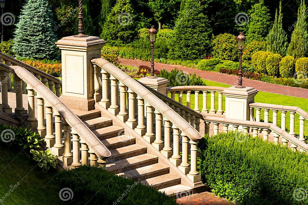 Railing Made of Stone with Multi-level Steps Stock Image - Image of ...