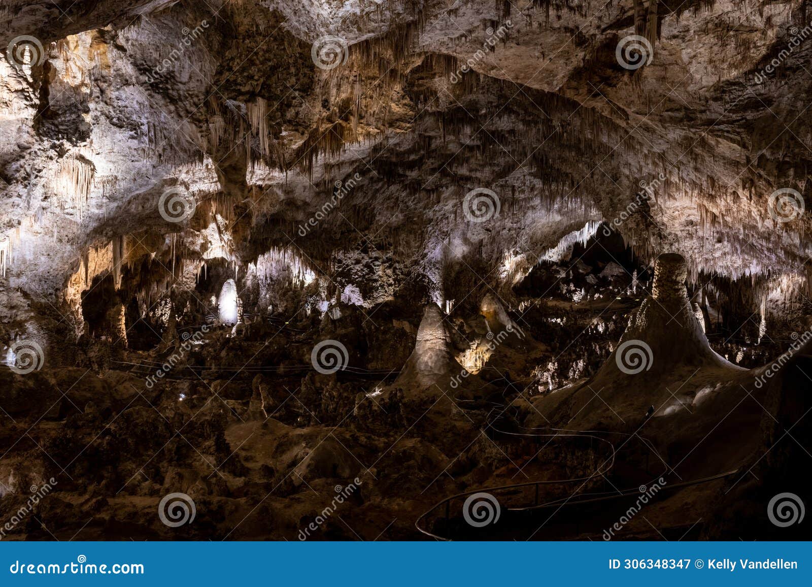 Railing and Pathway Snake through the Big Room in Carlsbad Caverns ...