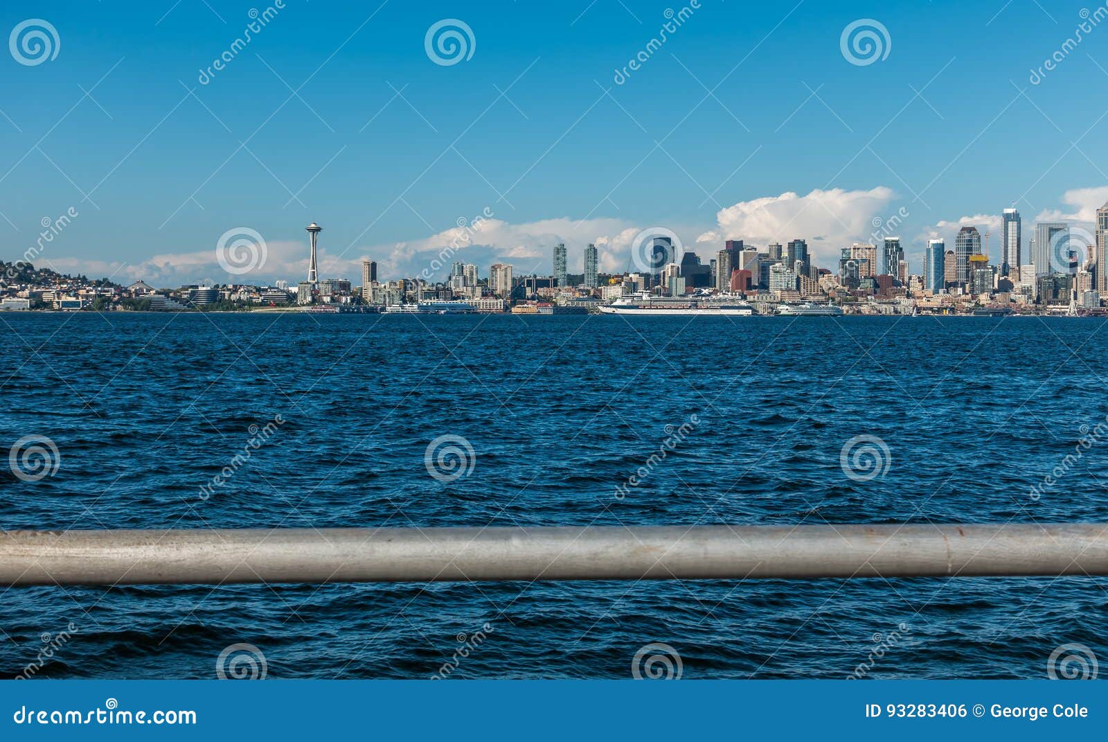Railing and Seattle Skyline Stock Photo - Image of view, outdoors: 93283406